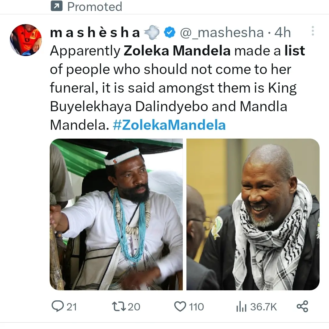 Mandela's Granddaughter, Zoleka, Wrote A List Of People Not Allowed At ...
